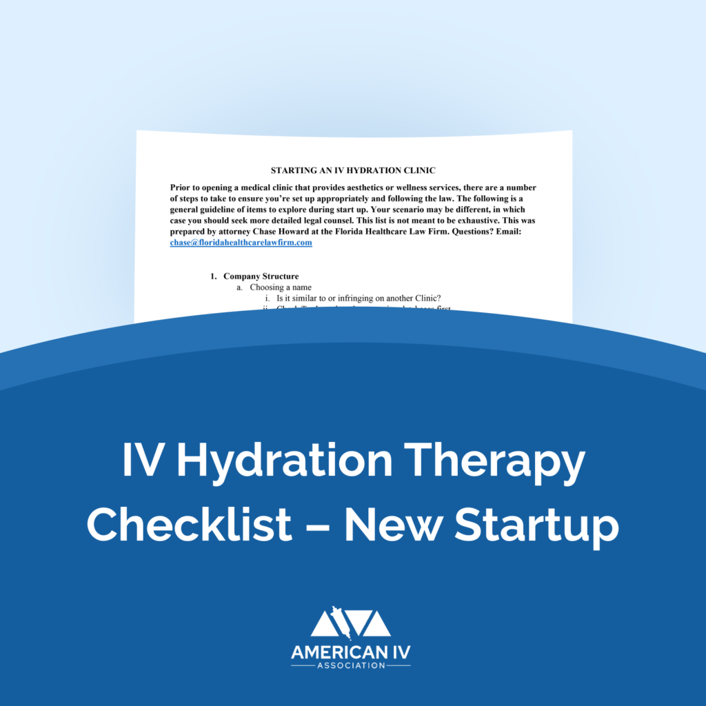 IV Hydration Therapy Checklist – New Startup - American IV Association