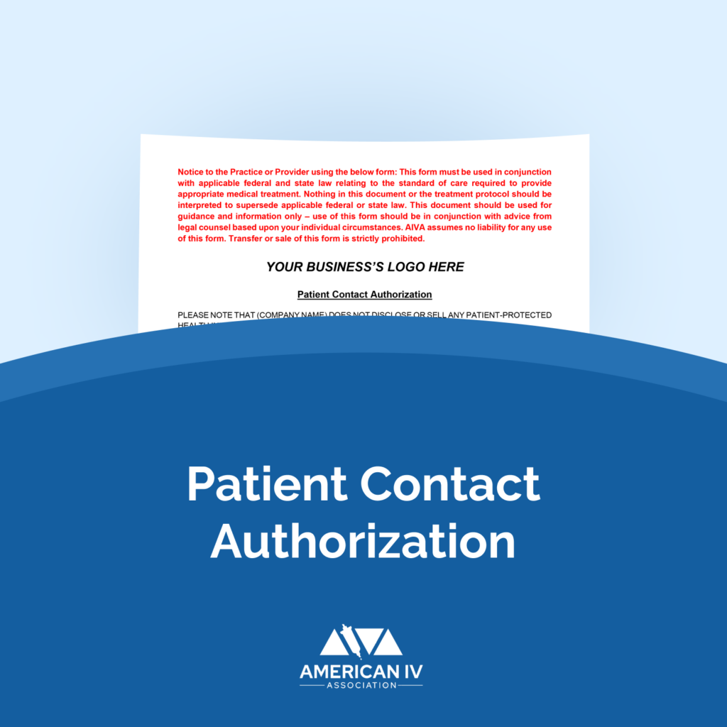 Patient Contact Authorization - American IV Association